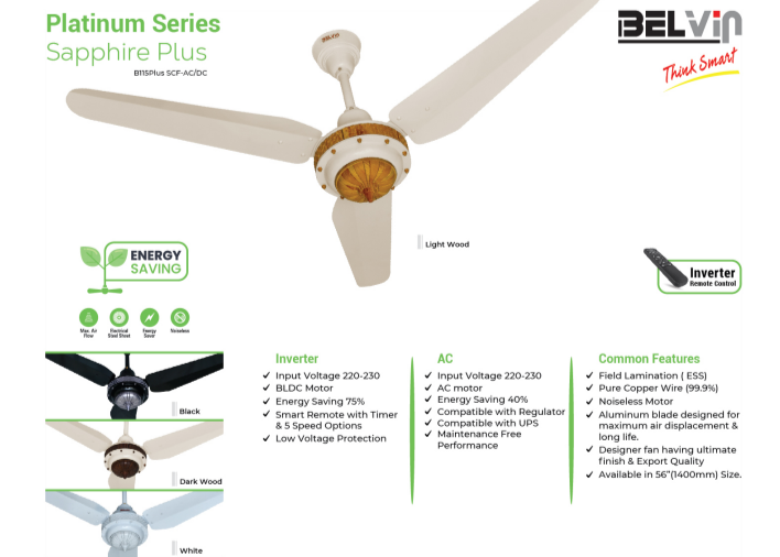 BELVIN CEILING FAN SAPPHIRE PLATINUM SERIES - Pak Friends Enterprises