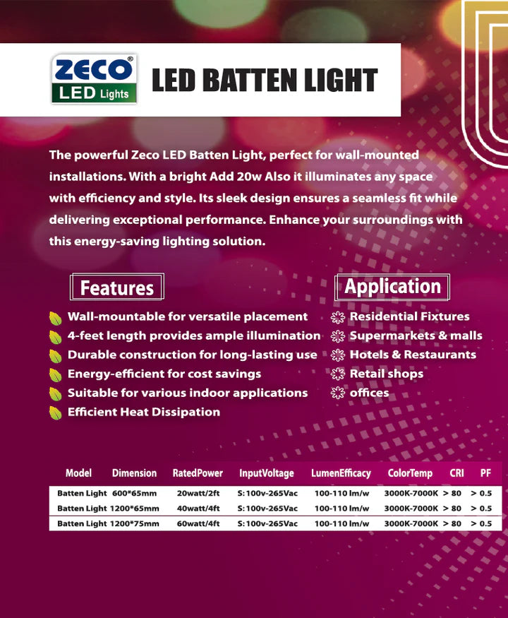 Zeco Led Batten Light 20 Watt – Pak Friends Enterprises